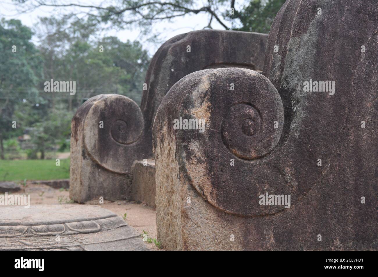 Carved stones in the Galge Archeological Site in Sri Lanka Stock Photo ...