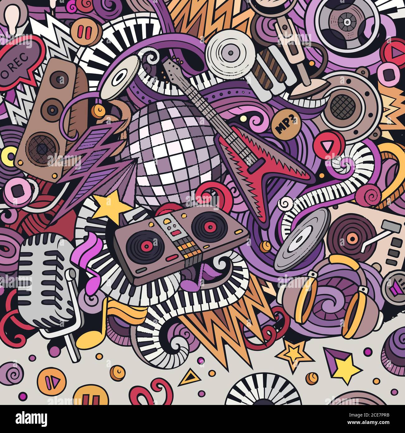 Cartoon vector doodles Disco music frame Stock Vector Image & Art - Alamy
