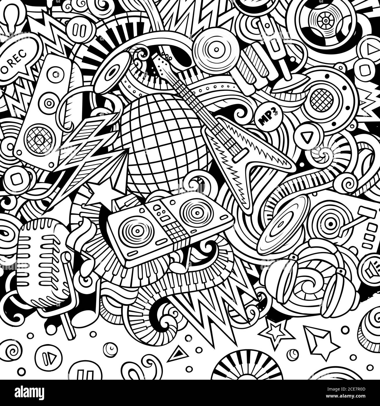Cartoon vector doodles Disco music frame Stock Vector Image & Art - Alamy