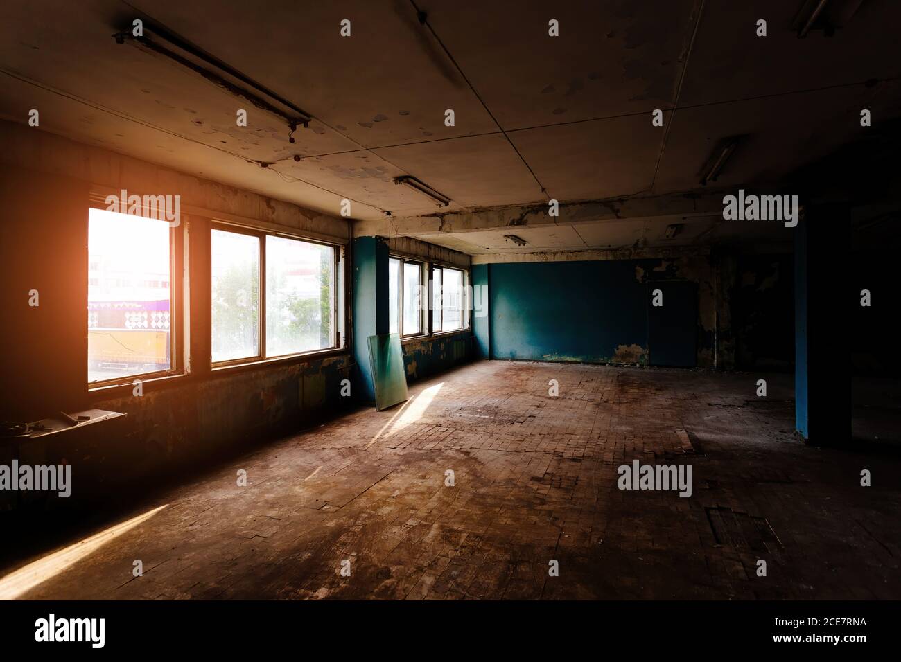 Dark abandoned industrial or office building interior Stock Photo - Alamy