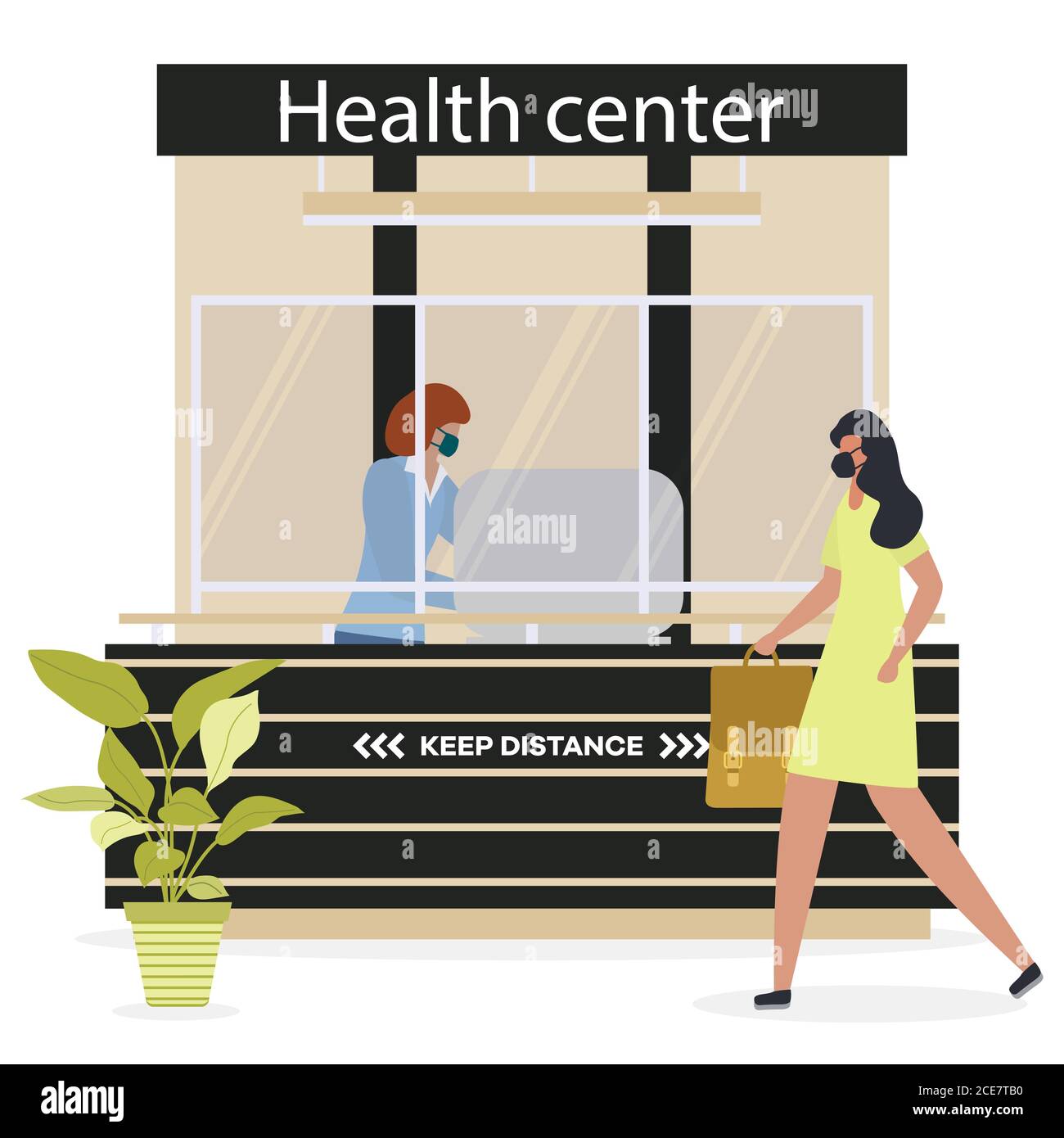 Vector illustration Health center. Reception room at clinic ...