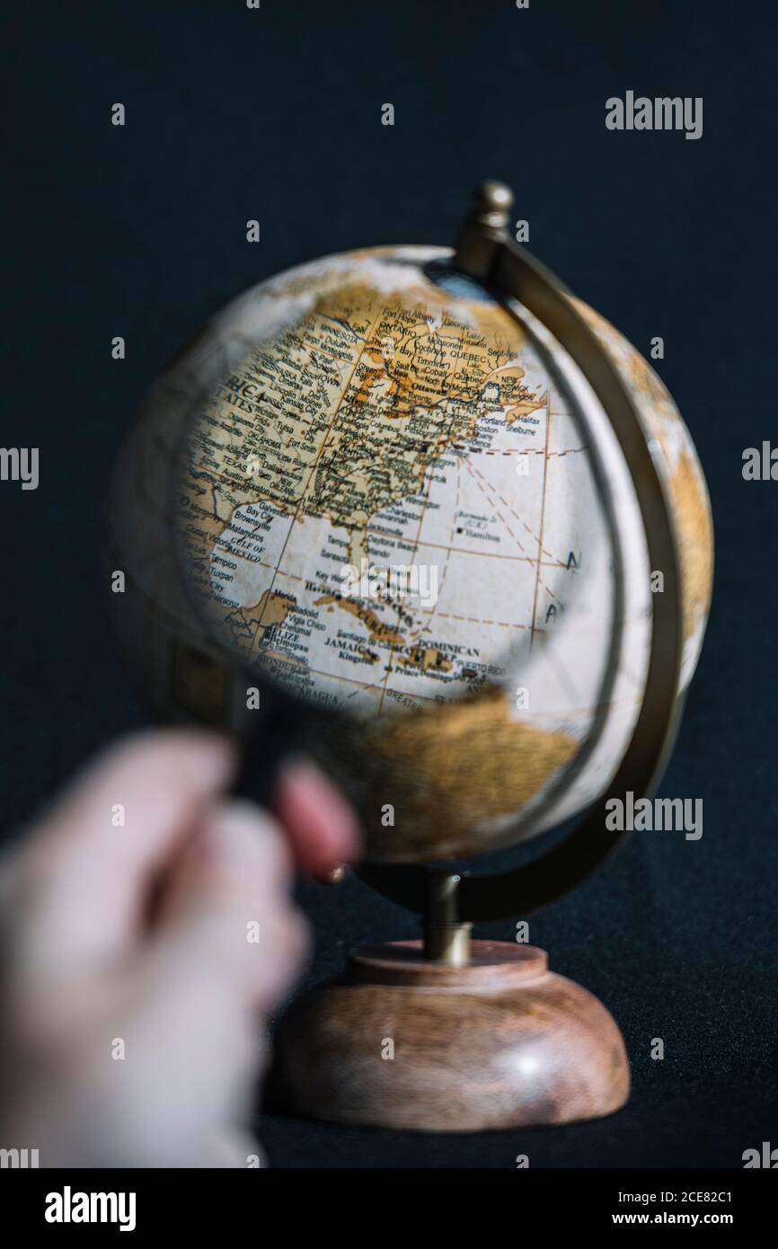 Modern desk globe with cozy marble holder showing North and South ...