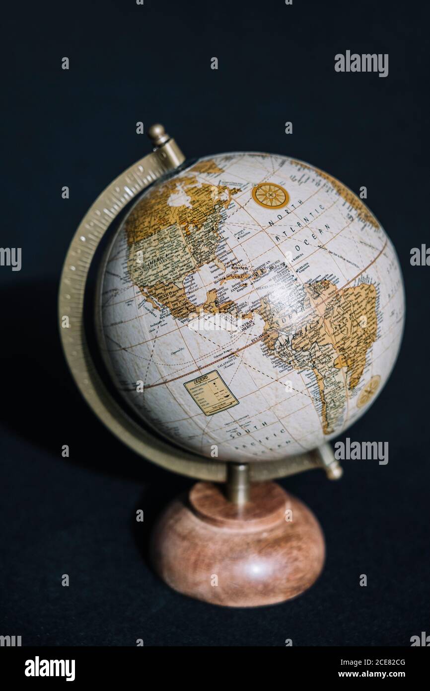 Modern desk globe with cozy marble holder showing North and South ...