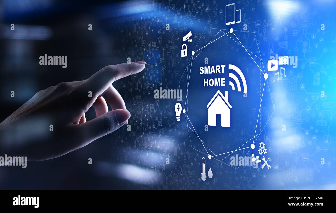 Smart home control panel on virtual screen. IOT and Automation ...