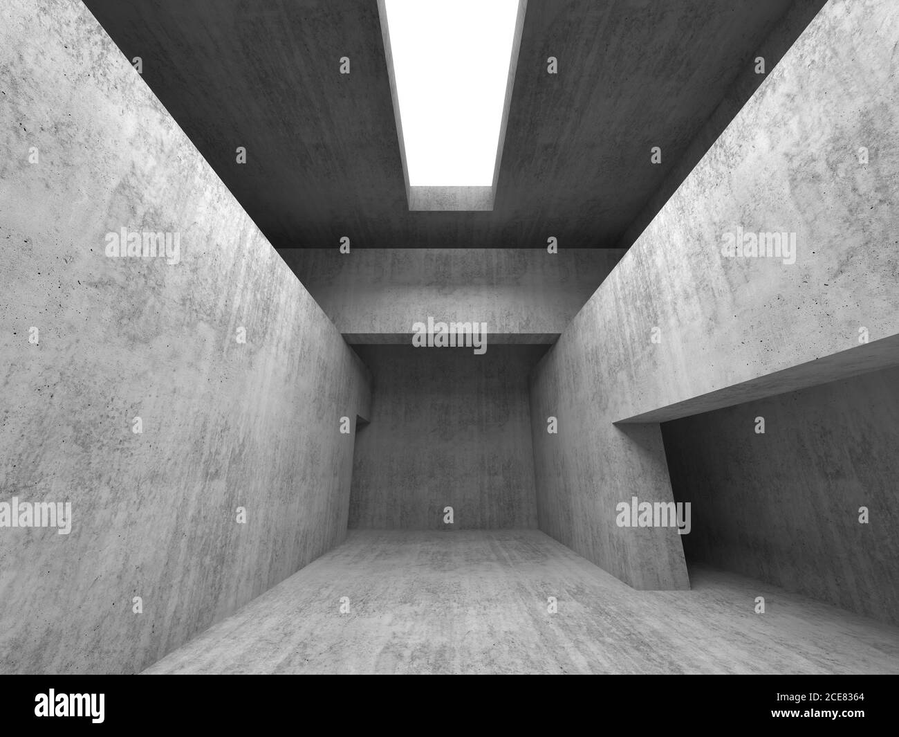 Abstract empty dark interior perspective background. Gray concrete ...