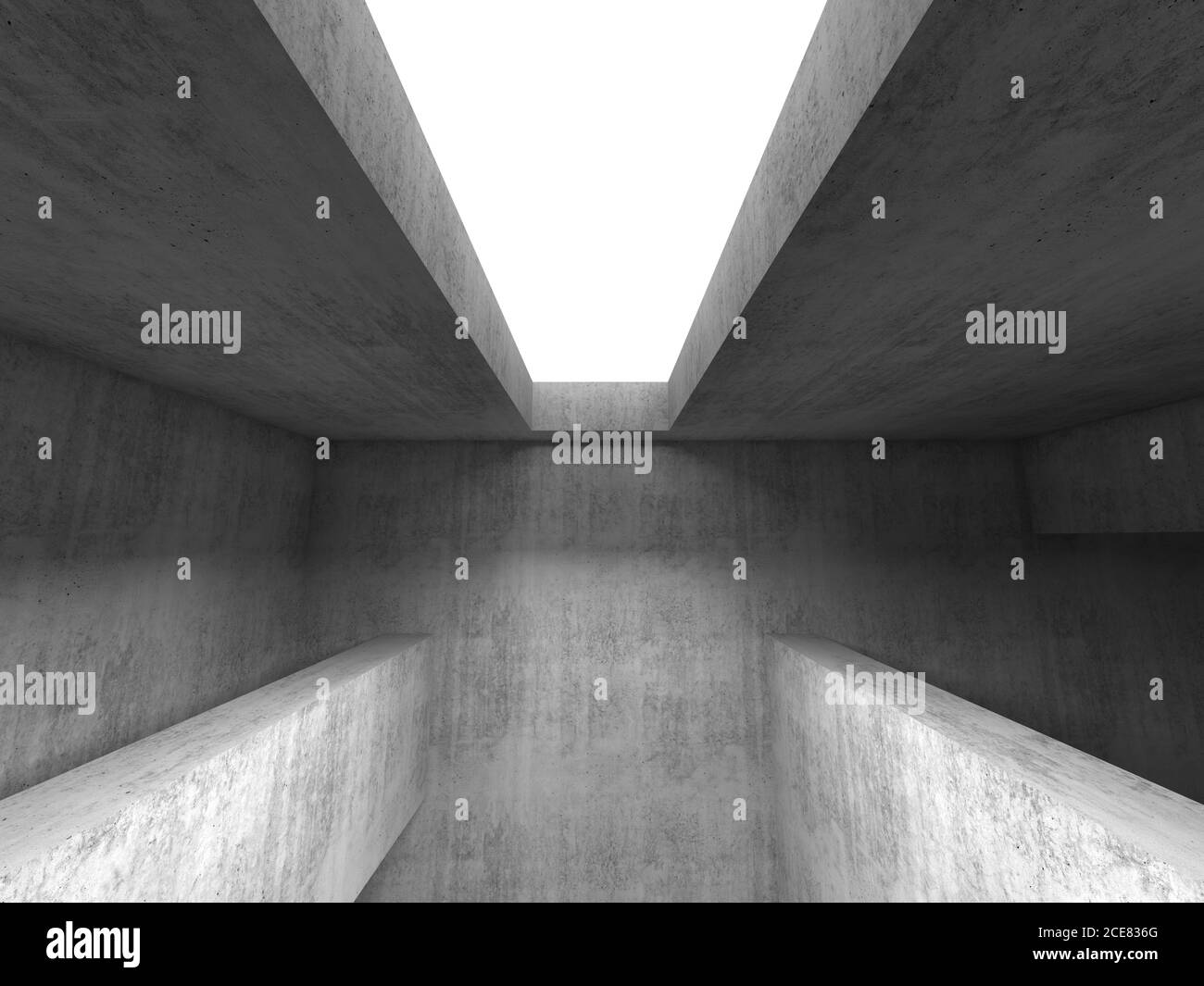Abstract empty hall background, gray concrete interior, walls, girders ...