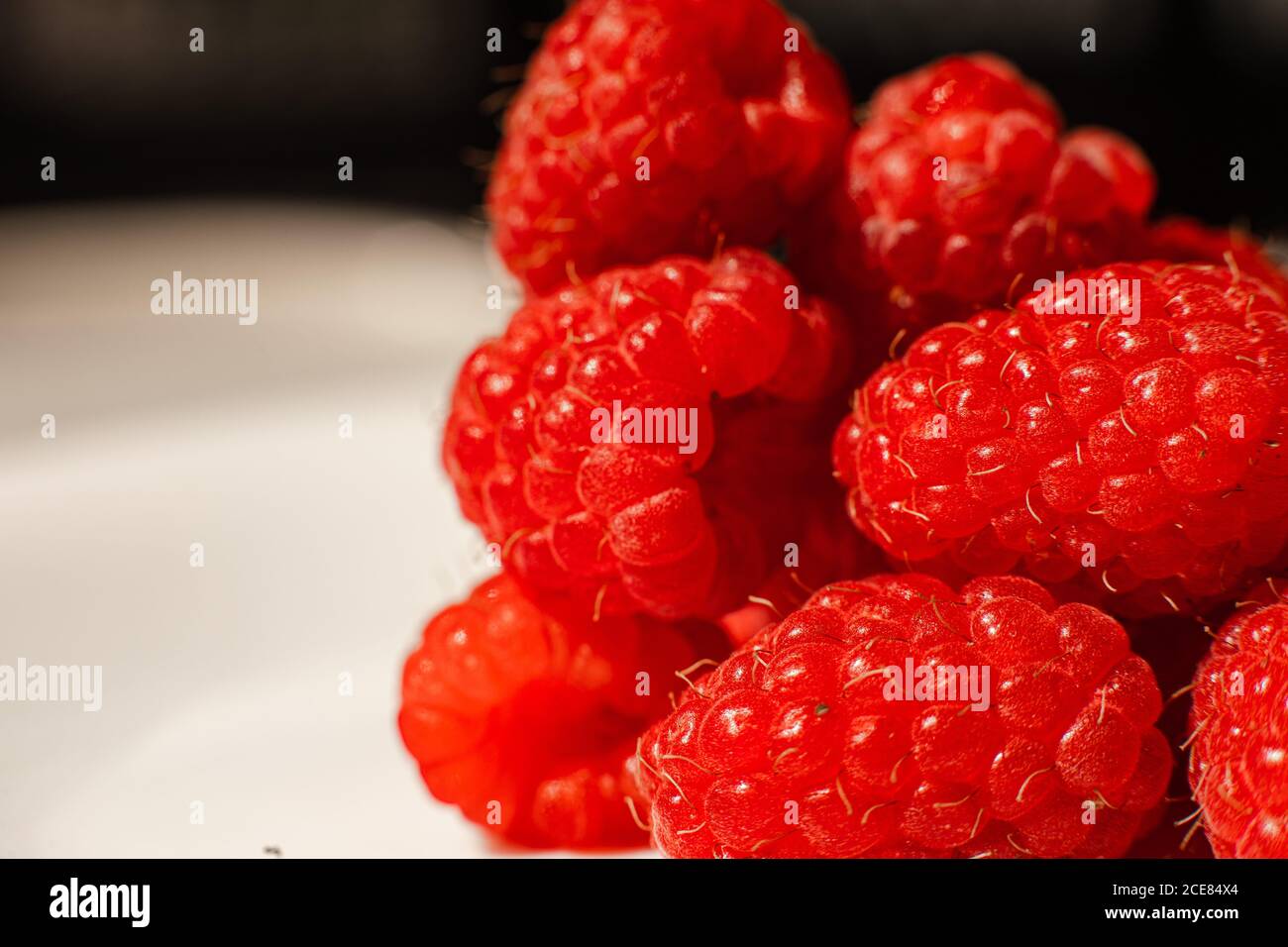 Beautiful raspberries isolated on a white background. Cut out, close up ...