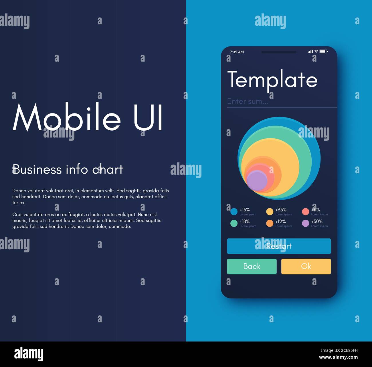 Vector graphics mobile infographics with three options. Template for creating mobile ...