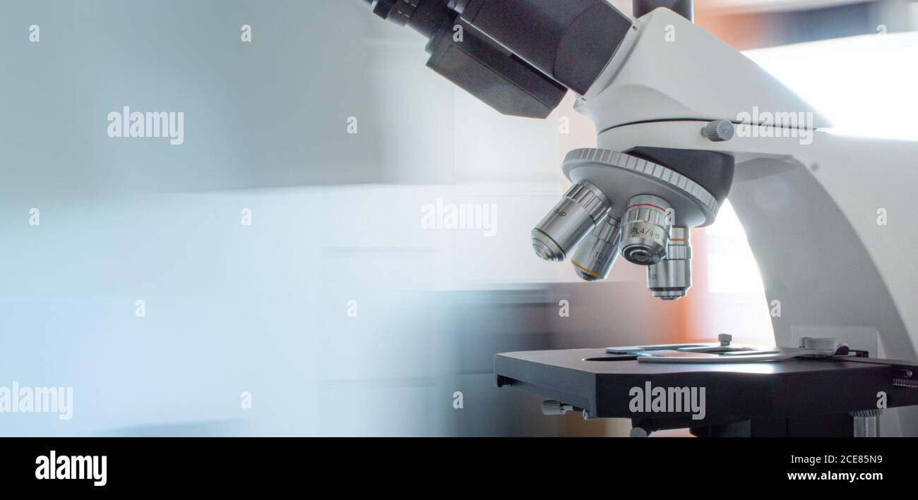 laboratory, microscope for chemistry biology test samples, examining ...