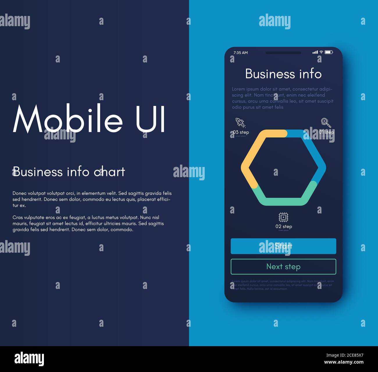 Vector graphics mobile infographics with three options. Template for ...