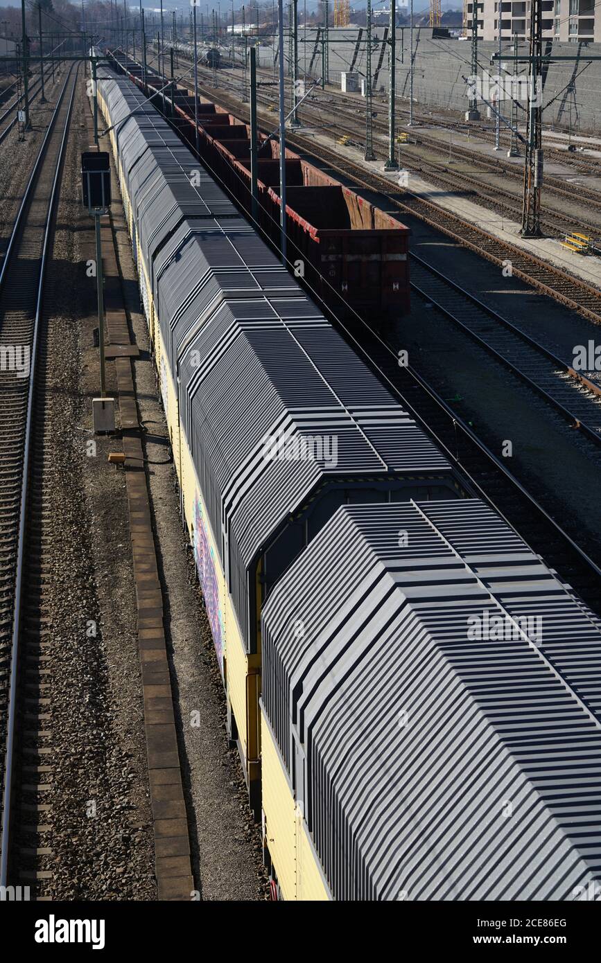 Vertical shot of railroad and railroad tracks Stock Photo - Alamy