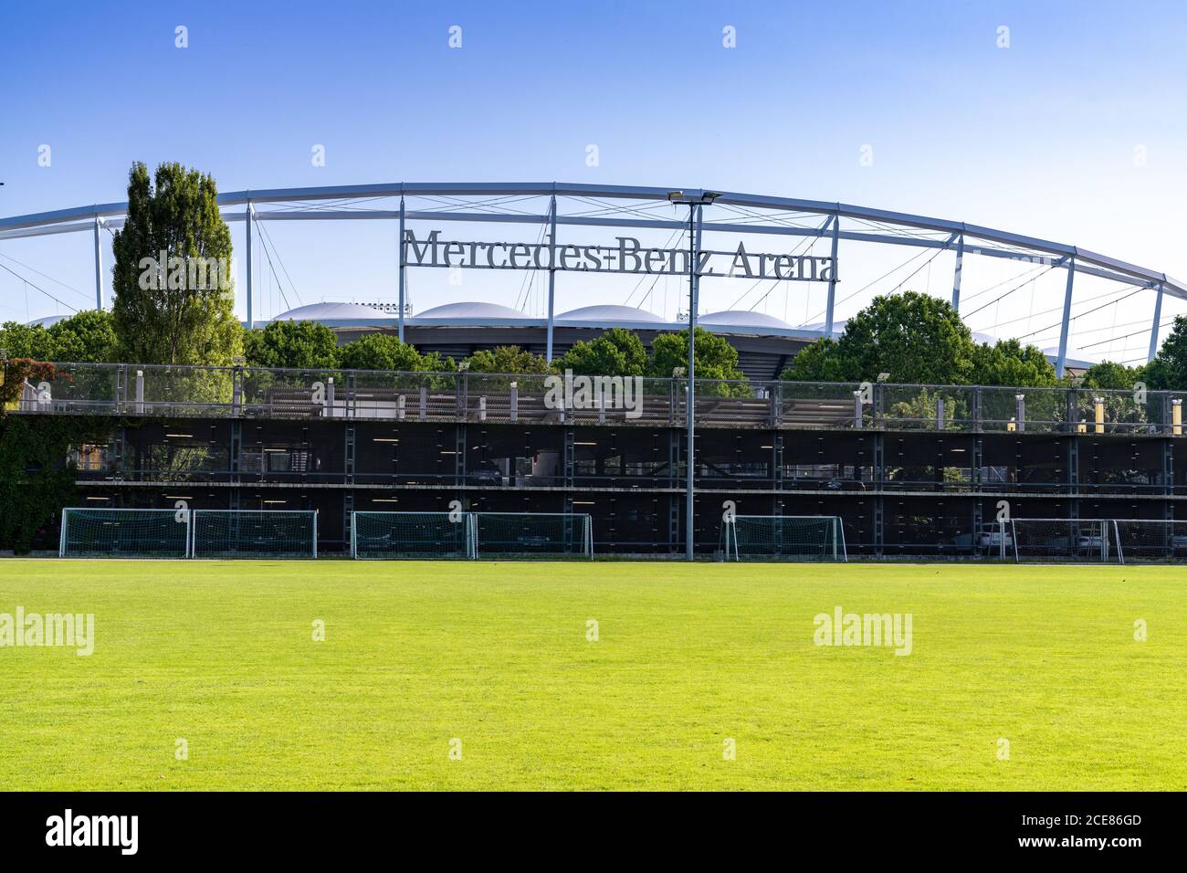 Stuttgart, BW / Germany - 22 July 2020: view of a football pitch and ...