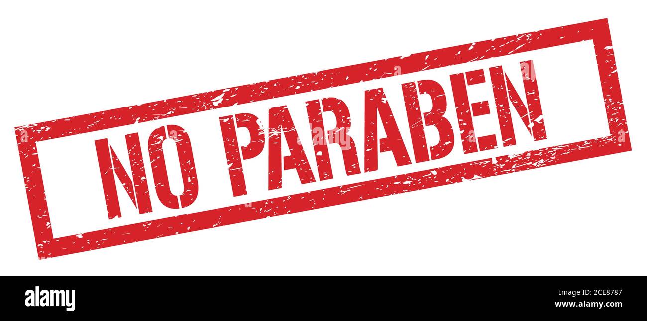 NO PARABEN red grungy rectangle stamp sign Stock Photo - Alamy