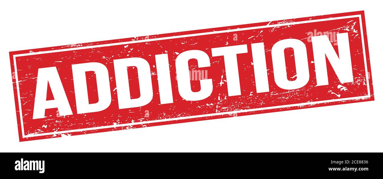 ADDICTION text on red grungy rectangle stamp sign Stock Photo - Alamy
