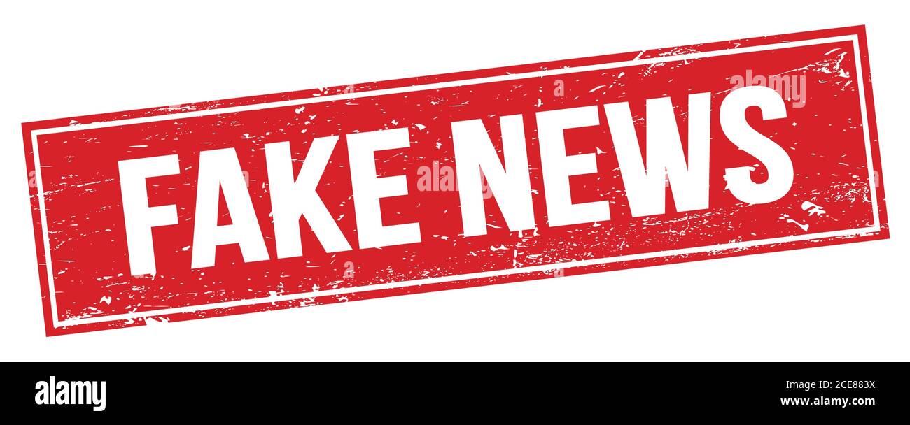 FAKE NEWS text on red grungy rectangle stamp sign Stock Photo - Alamy
