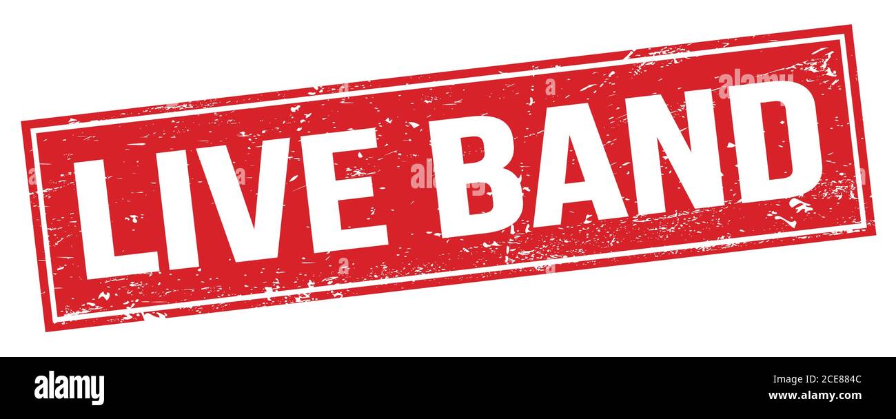 LIVE BAND text on red grungy rectangle stamp sign Stock Photo - Alamy