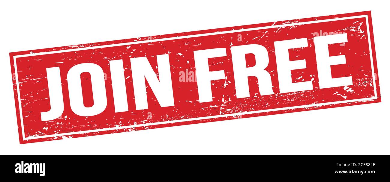 JOIN FREE text on red grungy rectangle stamp sign Stock Photo - Alamy