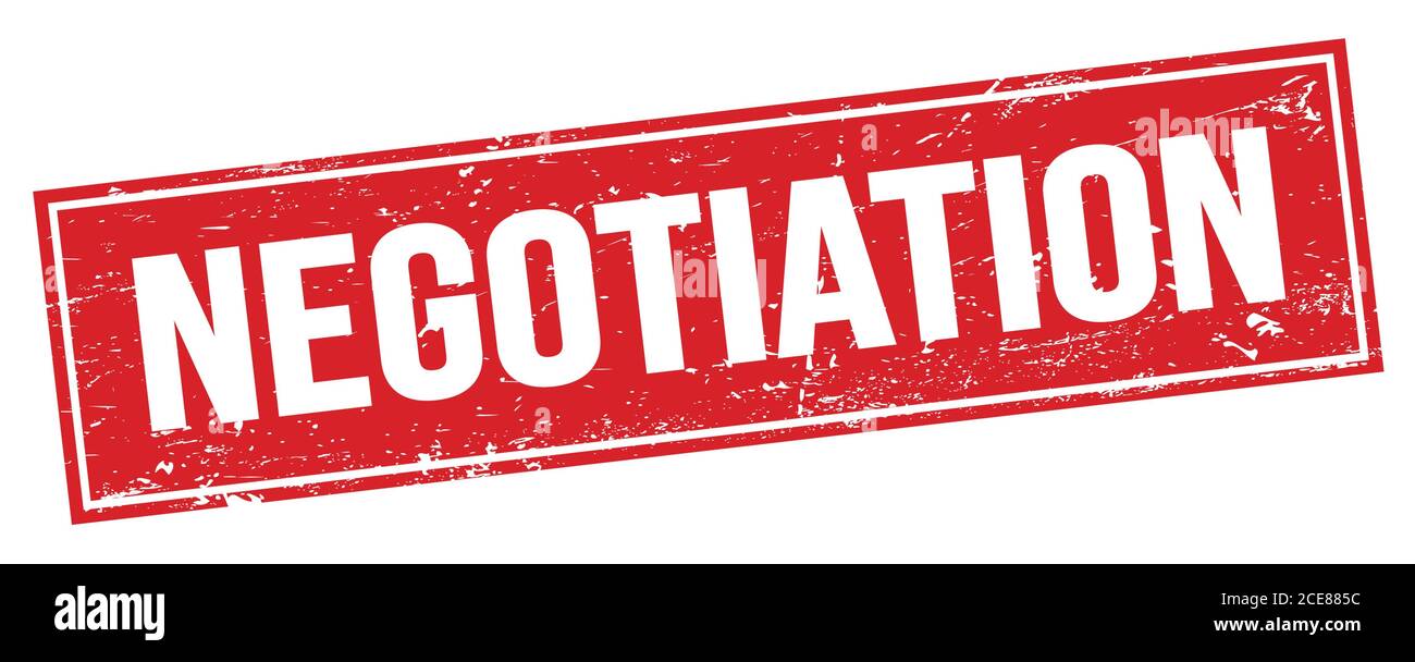 NEGOTIATION text on red grungy rectangle stamp sign Stock Photo - Alamy