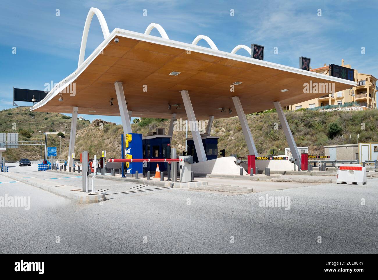Futuristic exterior of toll road with contemporary payment system on ...
