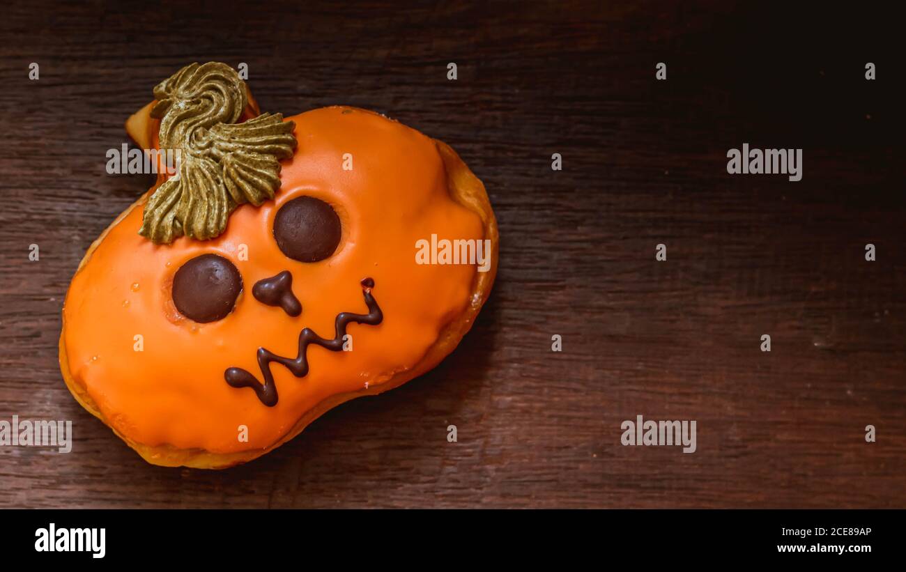 Donut Halloween. Donut on the background. Scary Halloween donut Stock ...