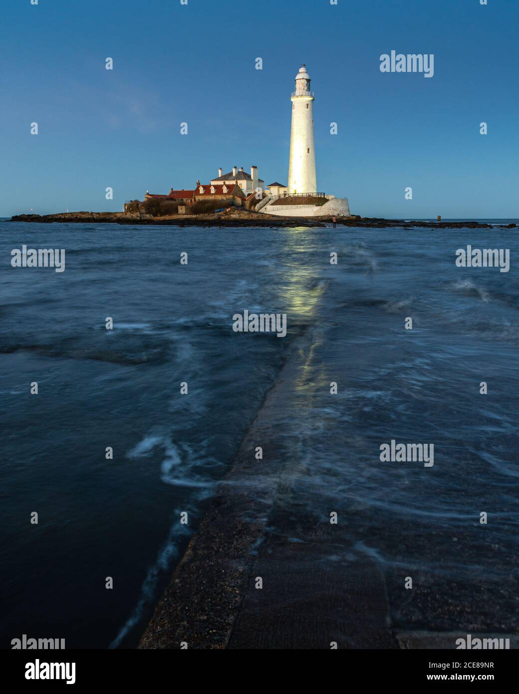 Whitley Bay, England, UK - February 4, 2019: The iconic lighthouse at ...