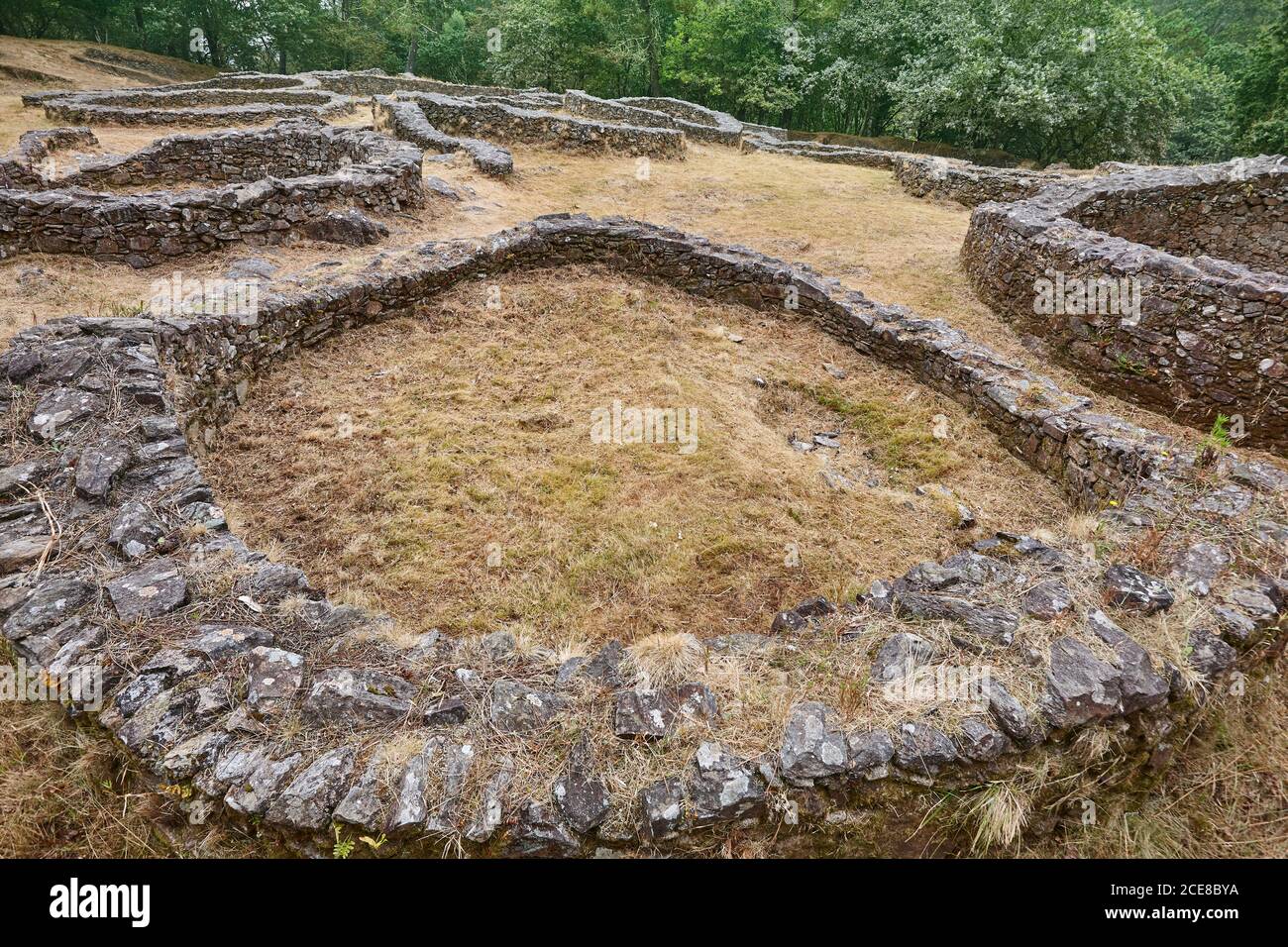 Antique archaeological castrum stone fort village of Borneiro, Coruna ...