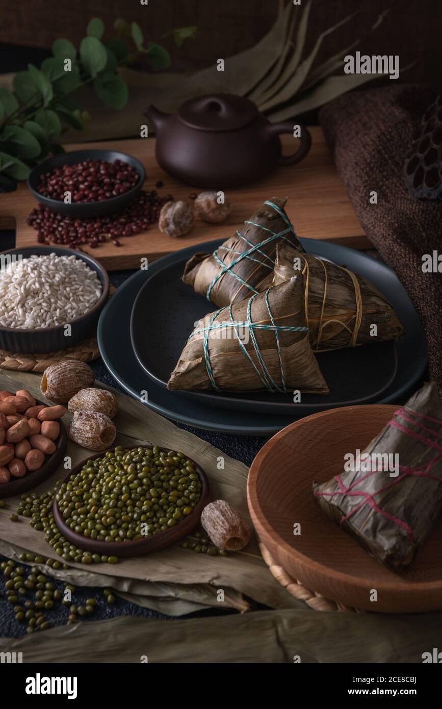 Traditional Chinese rice dumplings called Zongzi. They usually eat them ...