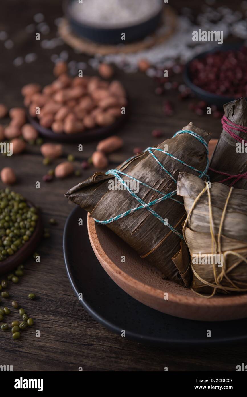 Traditional Chinese rice dumplings called Zongzi. They usually eat them ...