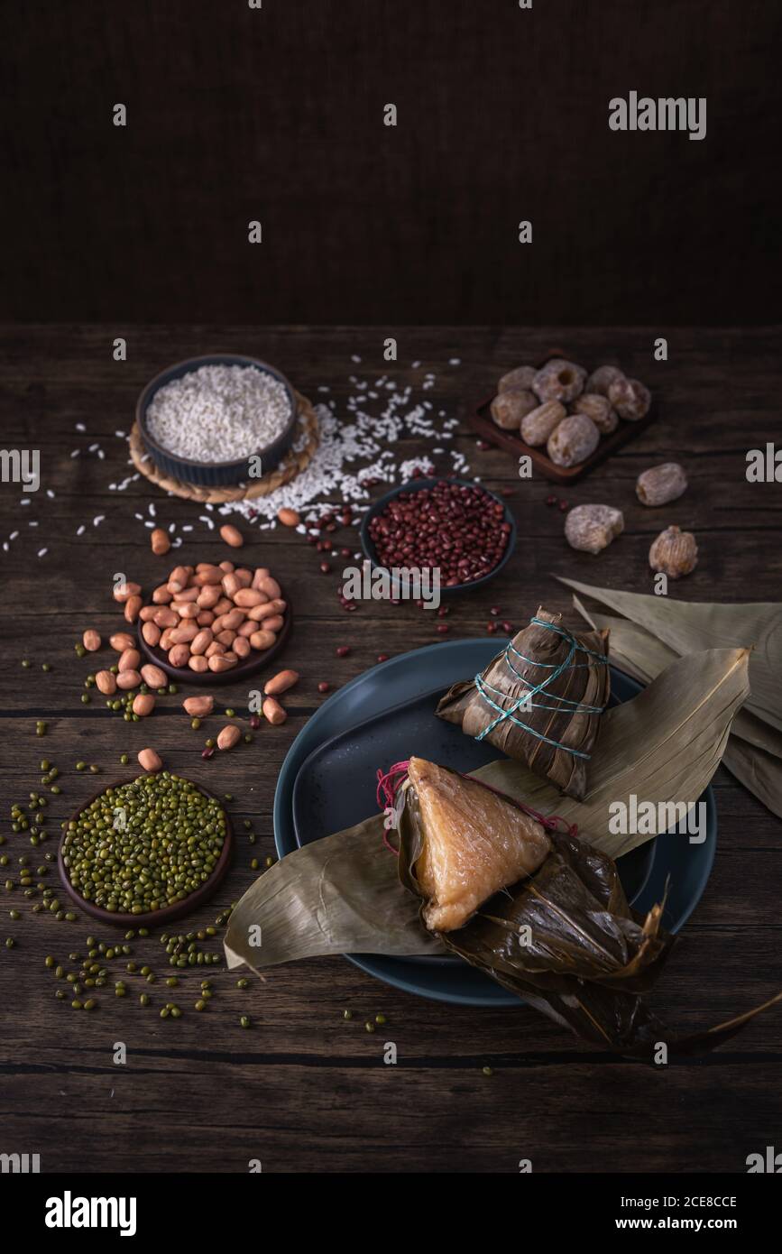 Traditional Chinese rice dumplings called Zongzi. They usually eat them ...
