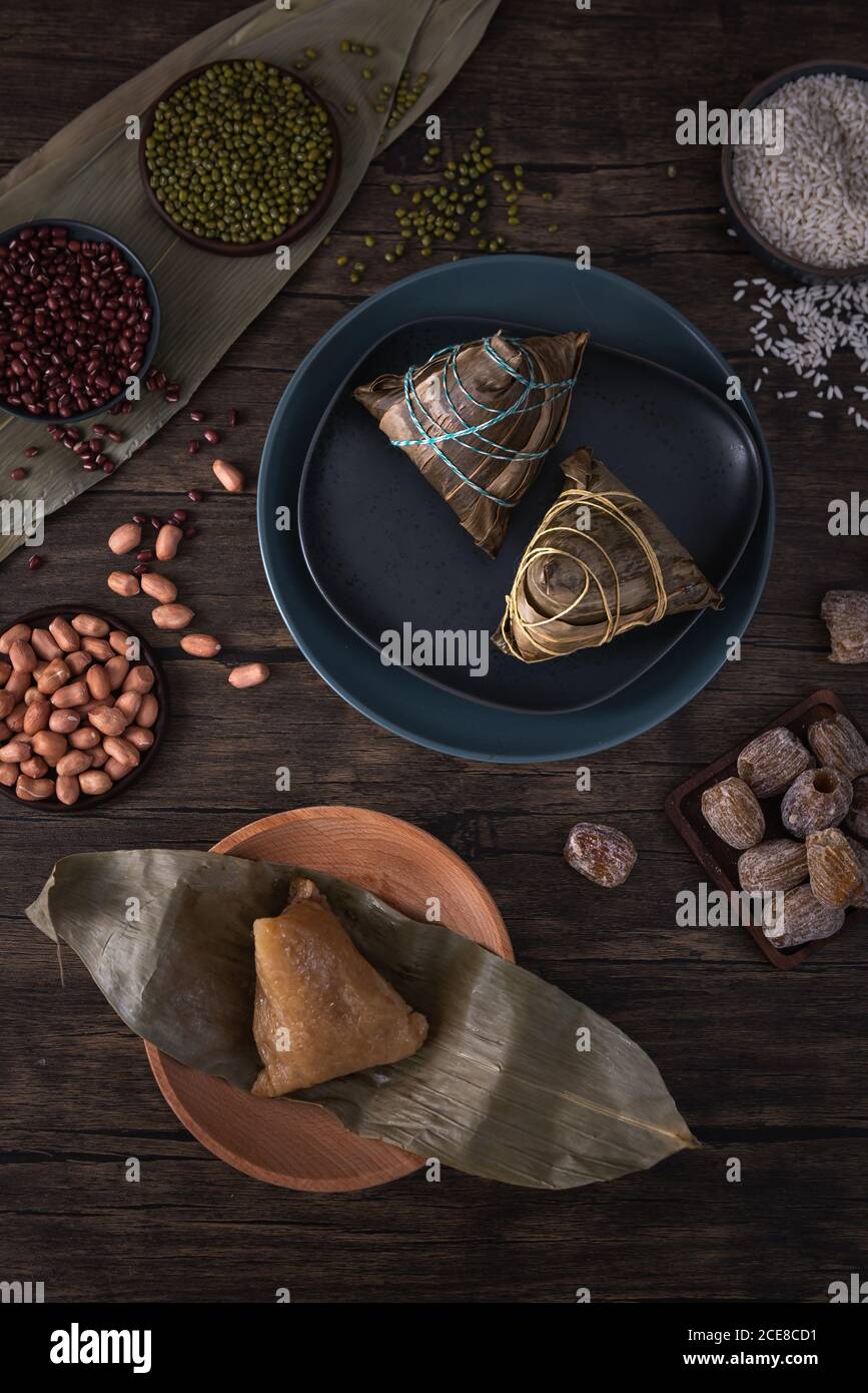 Traditional Chinese rice dumplings called Zongzi. They usually eat them ...