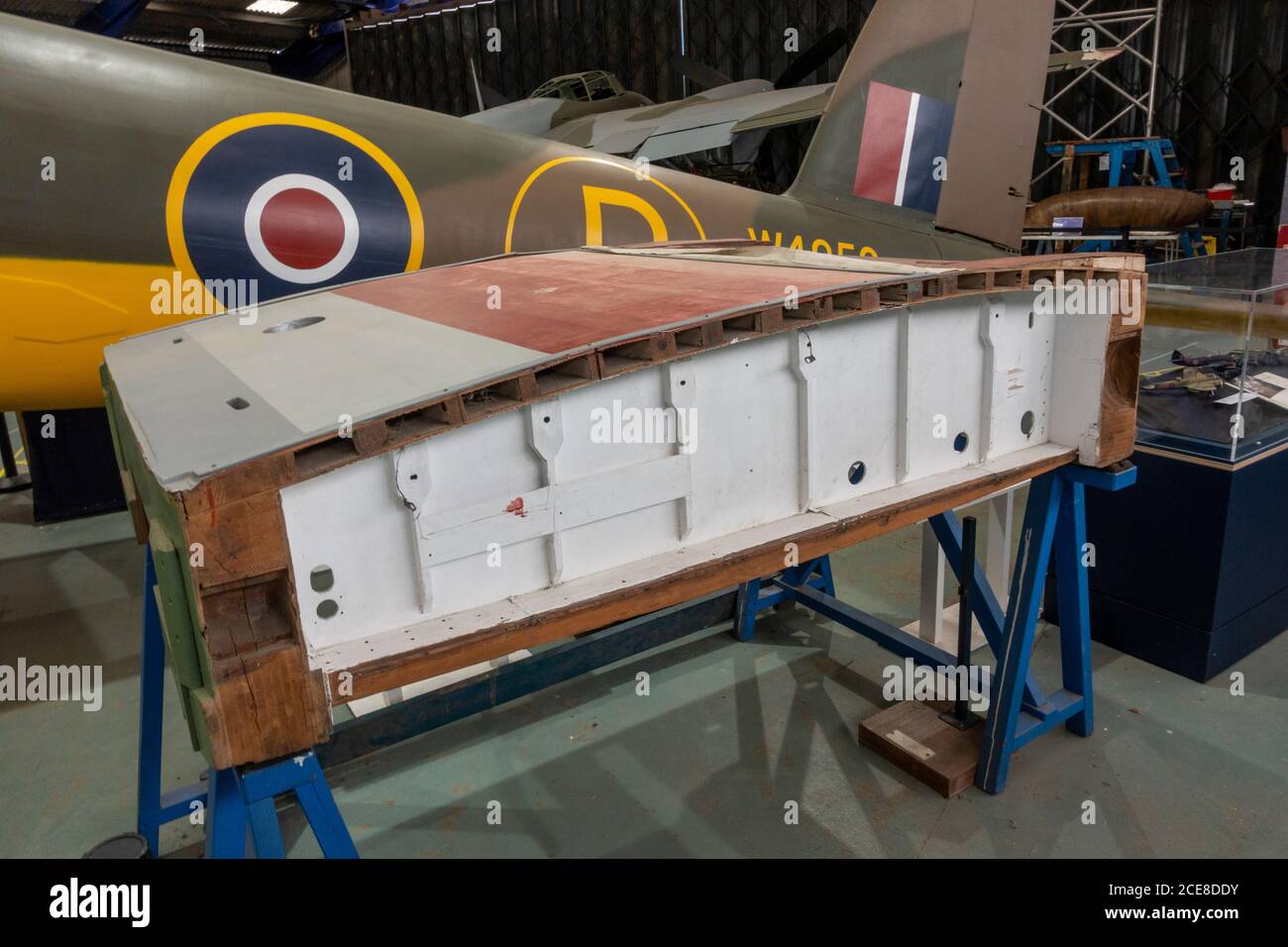 Wing cross section of a Mosquito wooden aircraft on display in the De ...