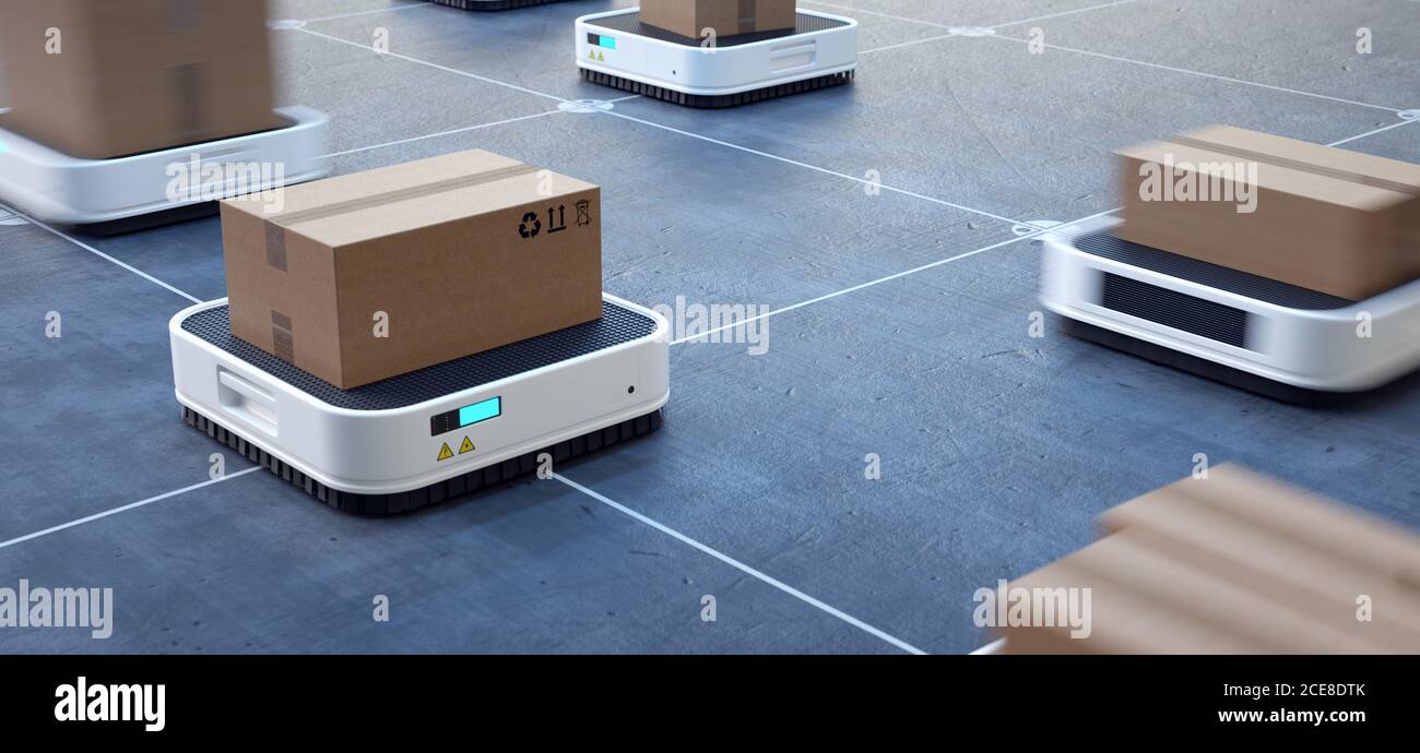 Automated logistics center. Robotized order picking Stock Photo - Alamy