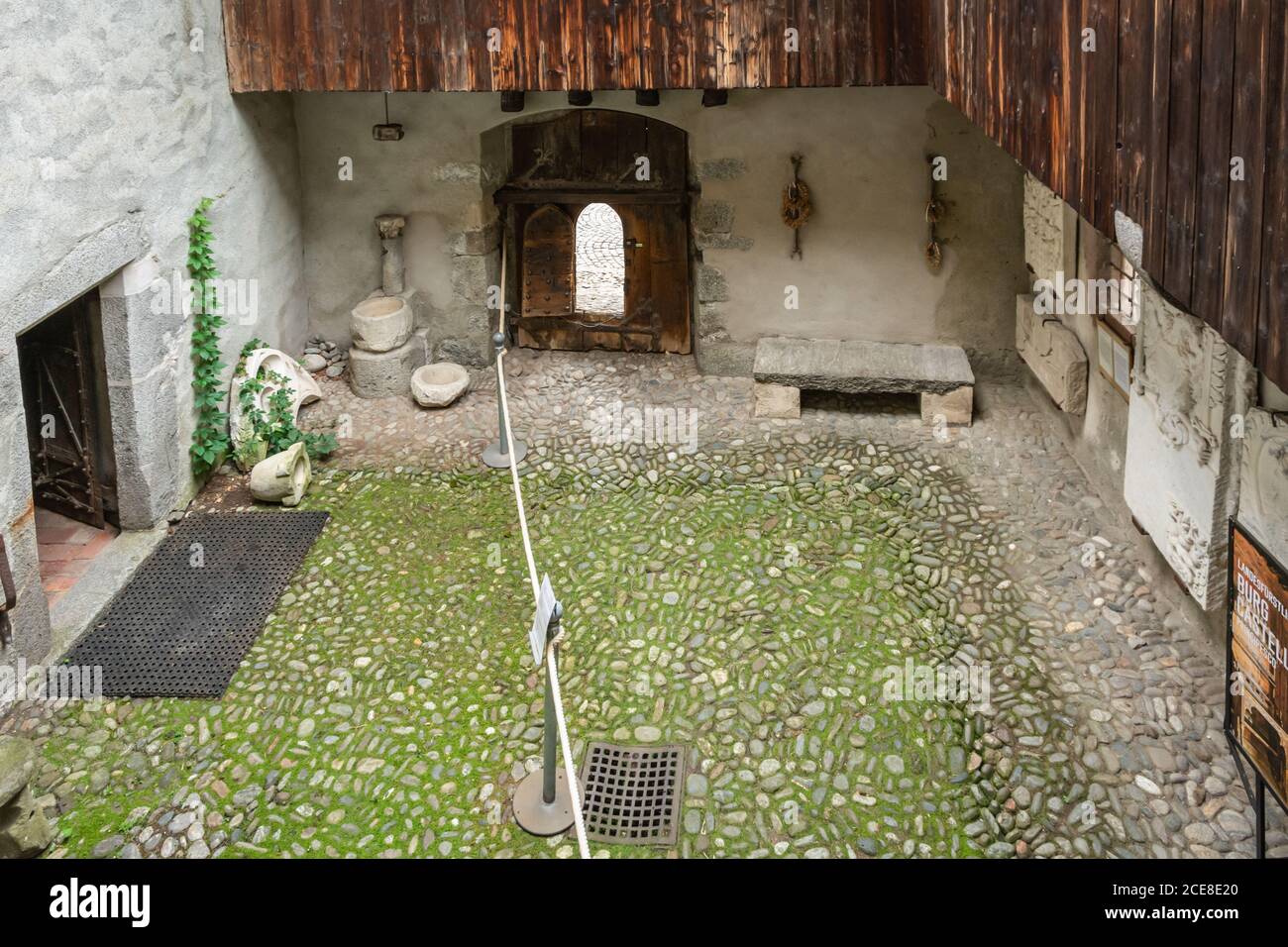 entrance of the medieval princely castle of Merano in Trentino Alto ...