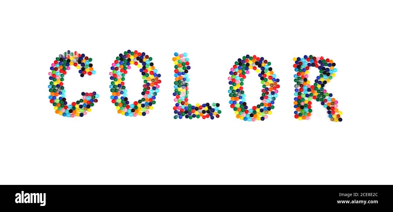 word "color" from plasitc caps isolated on the white background Stock ...
