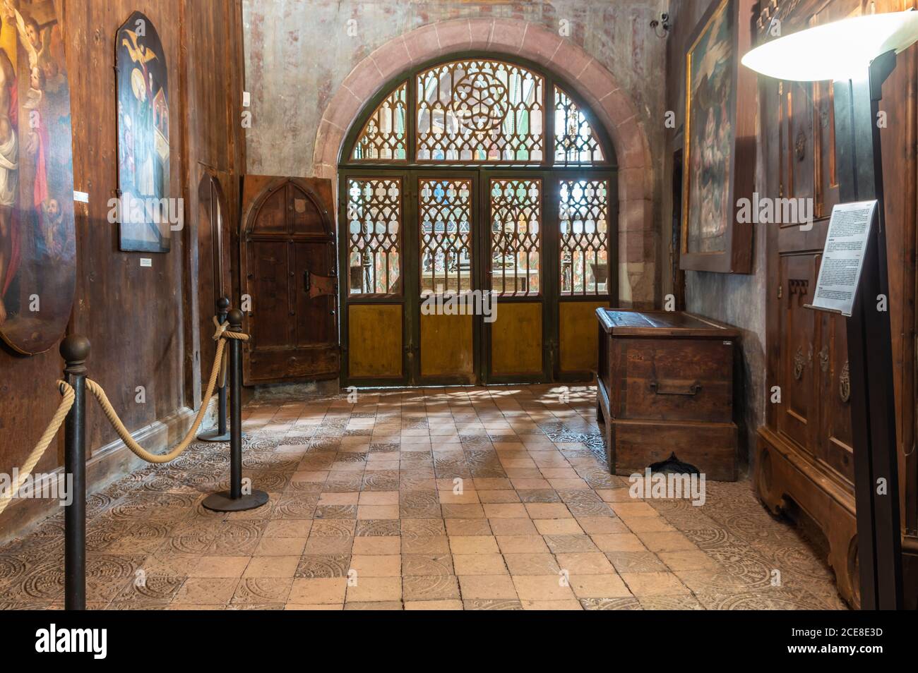 interior room of the medieval princely castle of Merano in Trentino ...