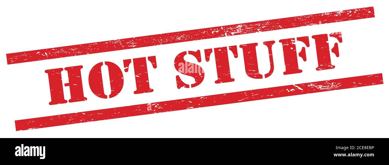 HOT STUFF text on red grungy rectangle stamp Stock Photo - Alamy