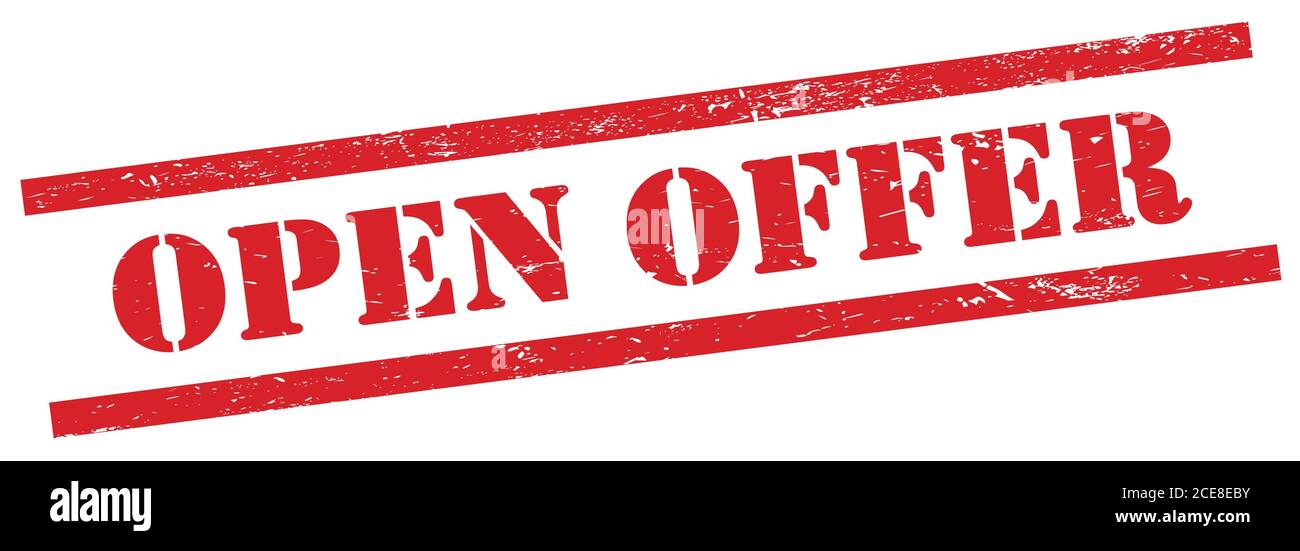 OPEN OFFER text on red grungy rectangle stamp Stock Photo - Alamy