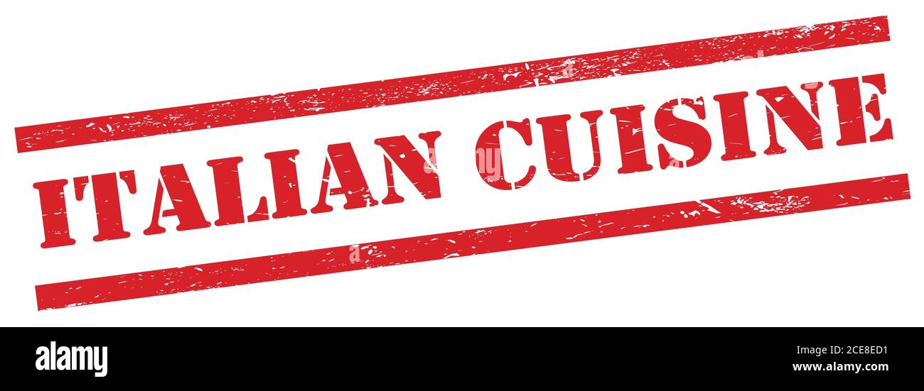 ITALIAN CUISINE text on red grungy rectangle stamp Stock Photo - Alamy