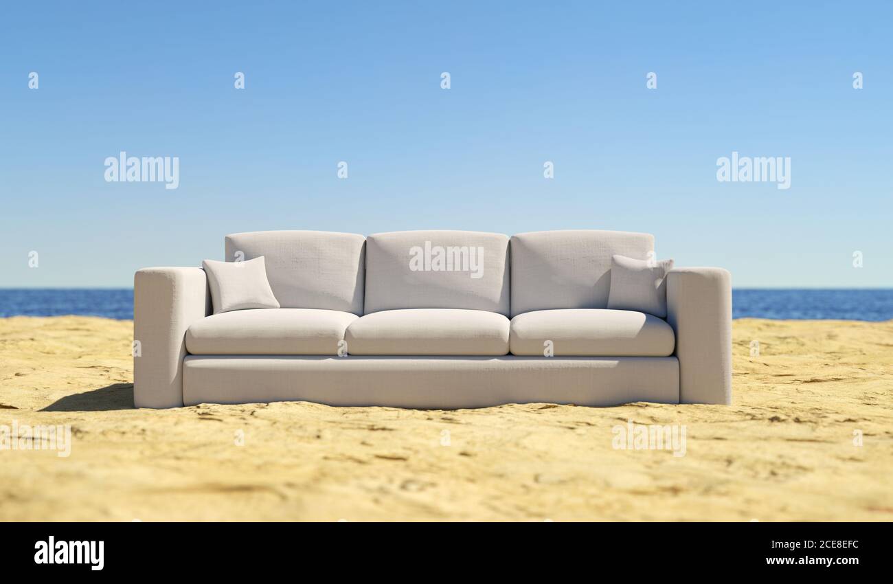 Sofa on the beach with sea views Stock Photo - Alamy