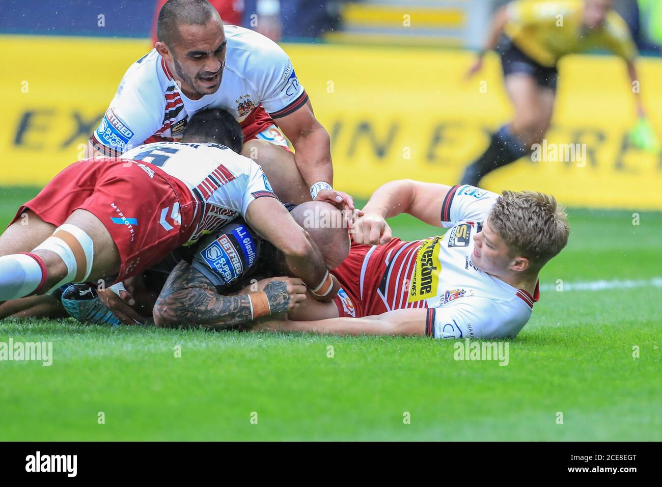 Nathan Massey (14) of Castleford Tigers goes over for a try Stock Photo ...