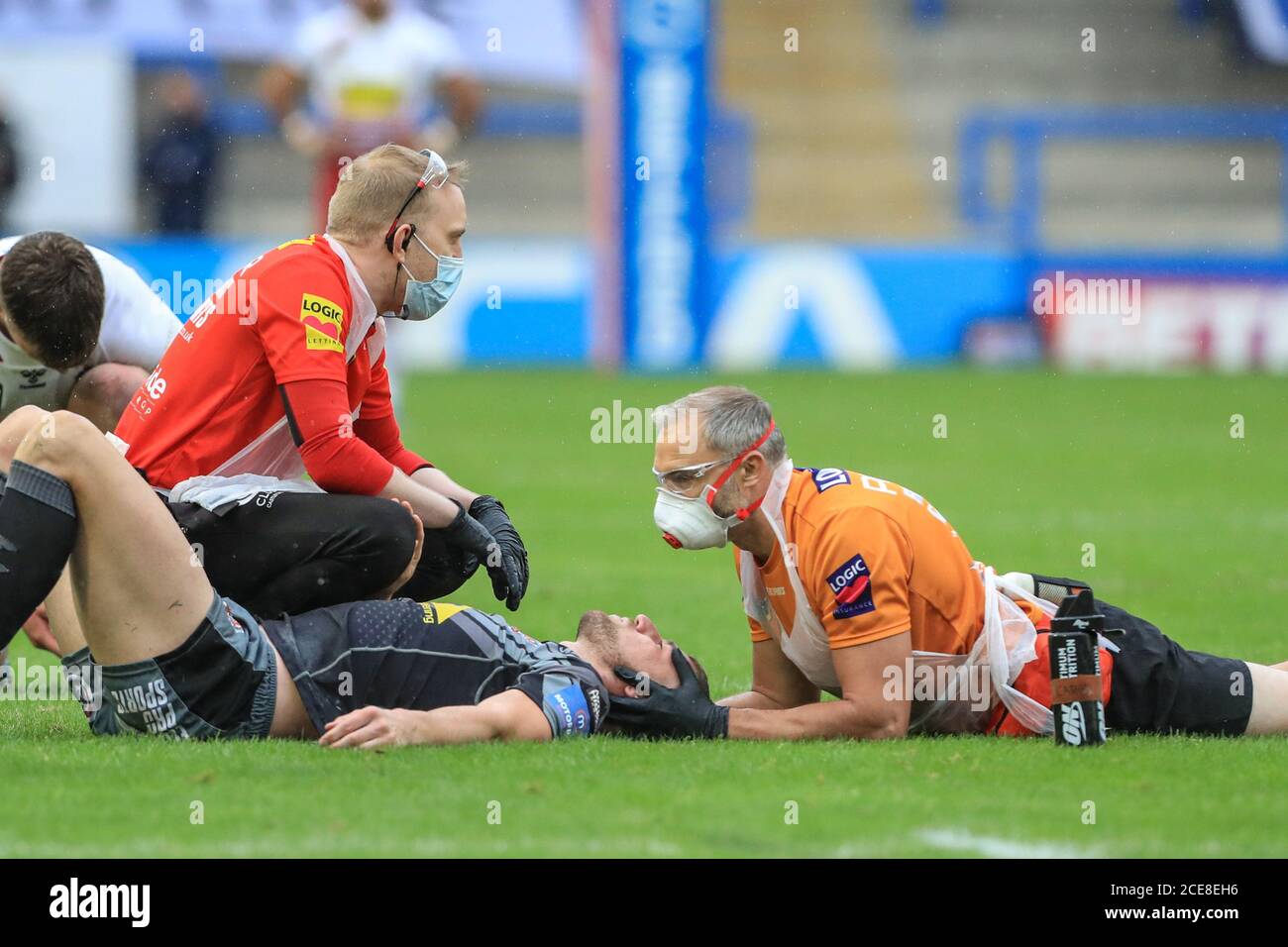 James Clare (21) of Castleford Tigers receives treatment before bing ...