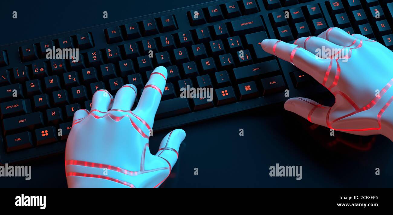 Artificial intelligence controlling a computer Stock Photo - Alamy