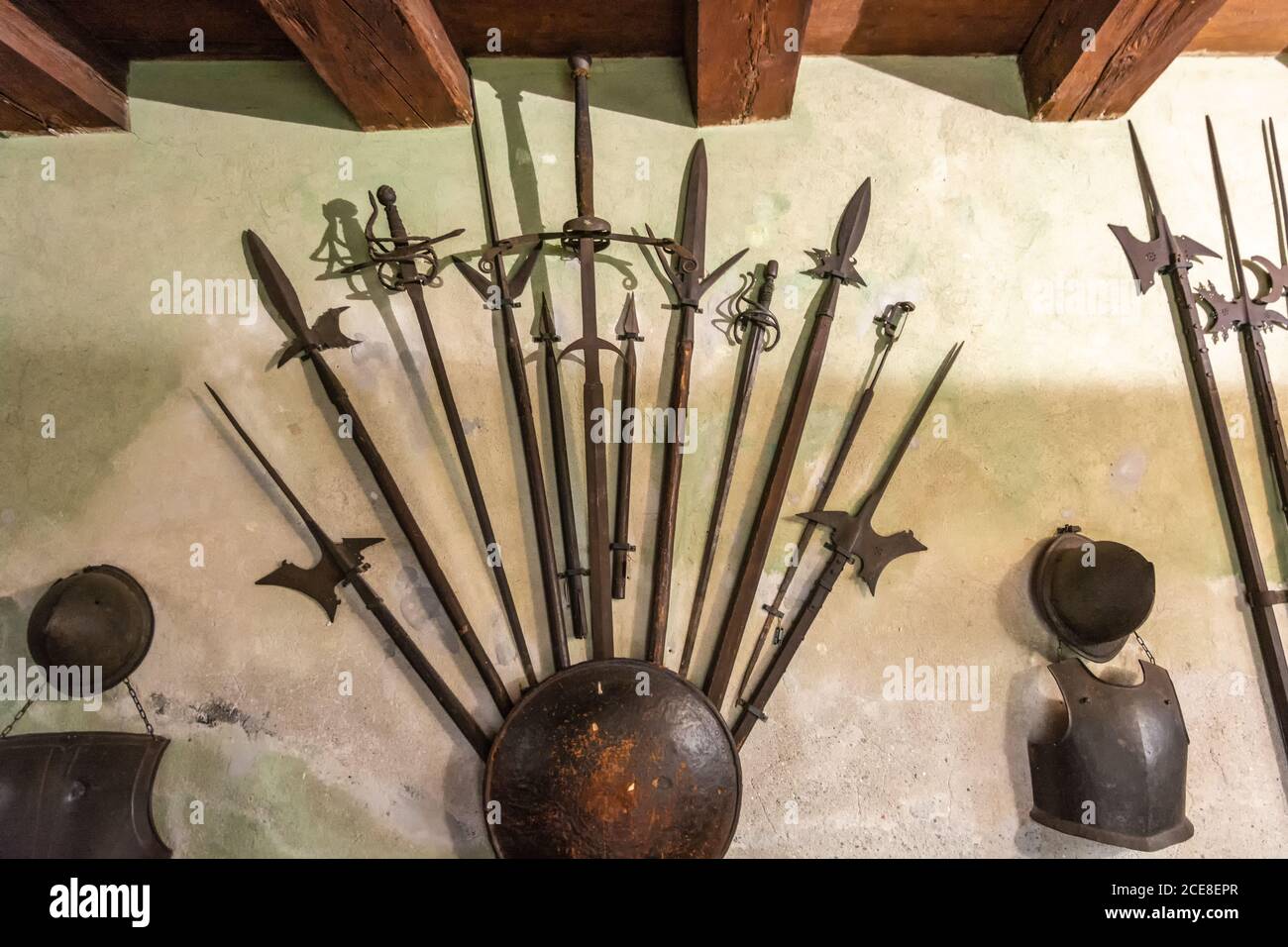 interior room of the medieval princely castle of Merano in Trentino ...