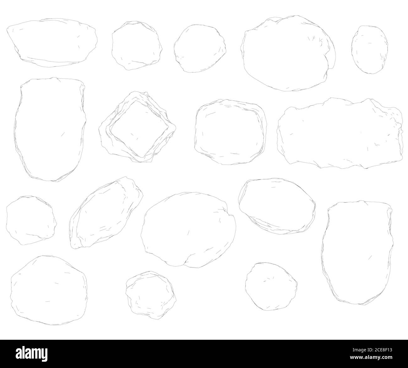 Set with stones of different shapes isolated on white background ...