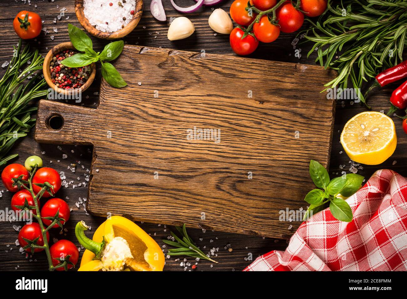 Food cooking background top view Stock Photo - Alamy