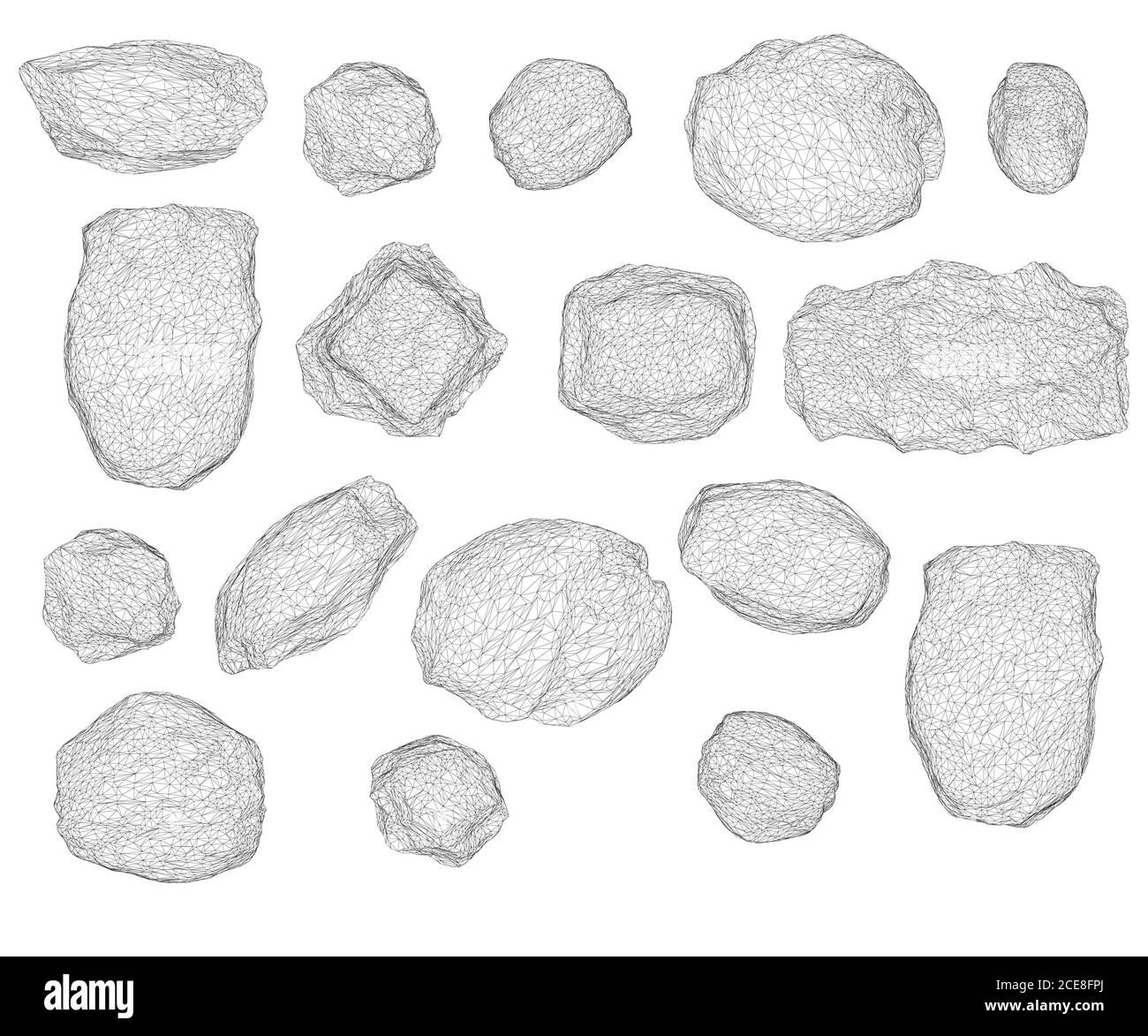 Set with stones of different shapes isolated on white background ...