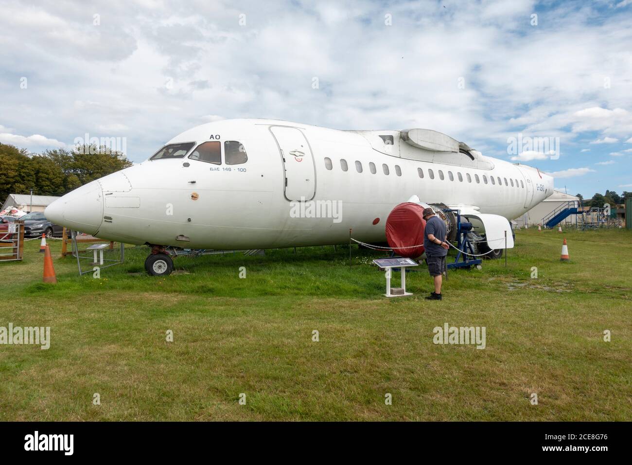 Visitor standing in front of the fuselage of a British Aerospace BAE ...