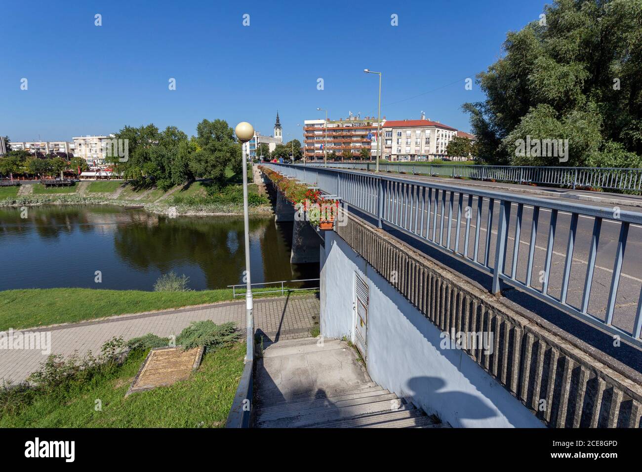 The Petofi bridge on the Sugovica (Danube) river in Baja, Hungary on a ...