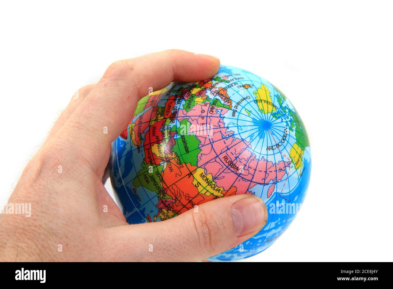world globe in human hand isolated on the white background Stock Photo ...