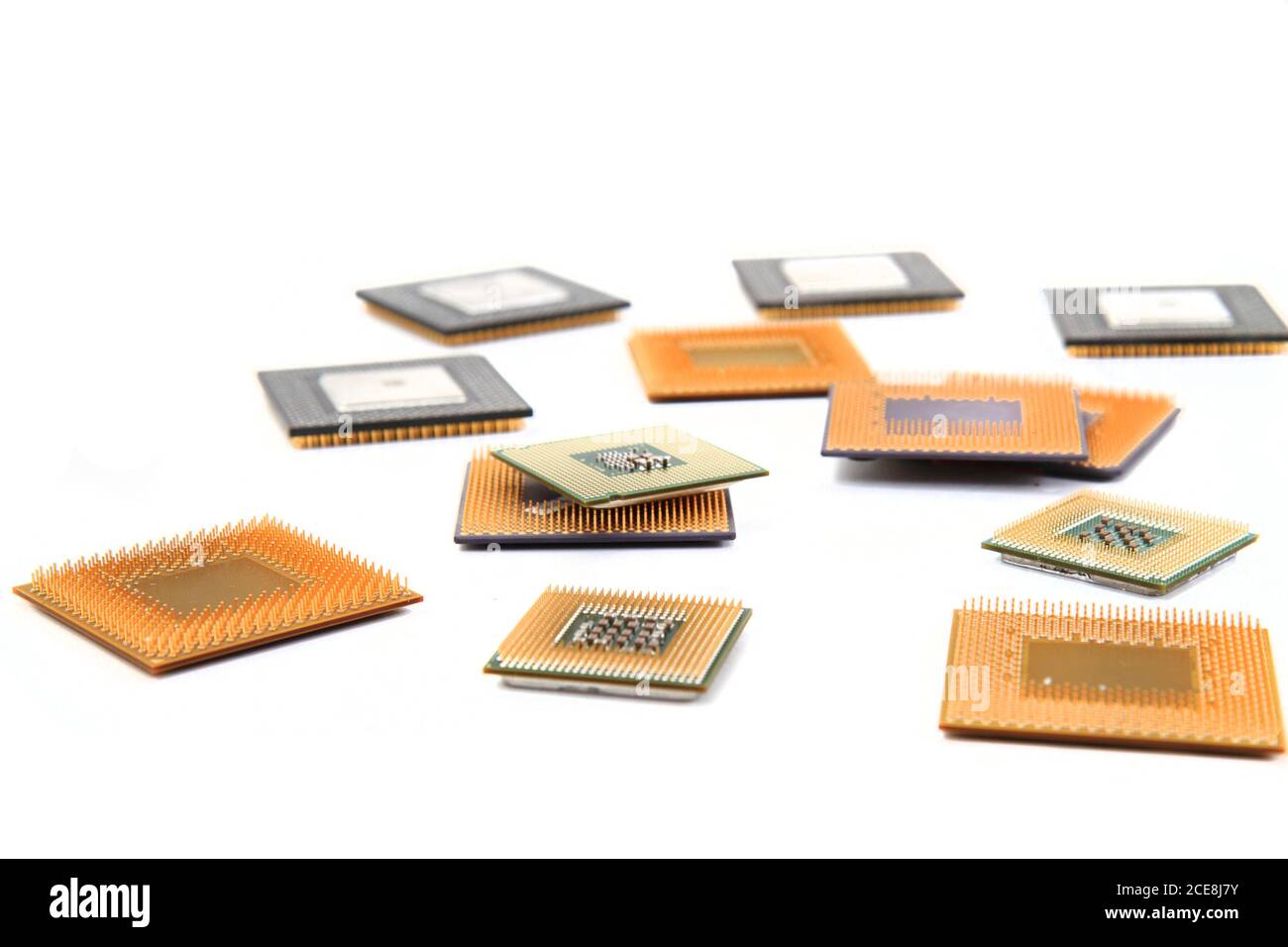 old microprocessors isolated on the white background Stock Photo - Alamy